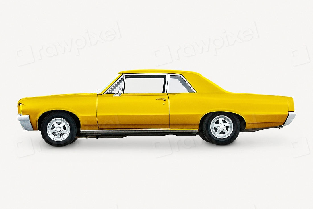 Yellow vintage car sticker, vehicle | Premium PSD - rawpixel