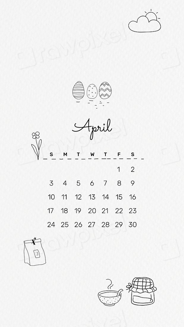 Cute 2022 April calendar template, | Free Vector Template - rawpixel