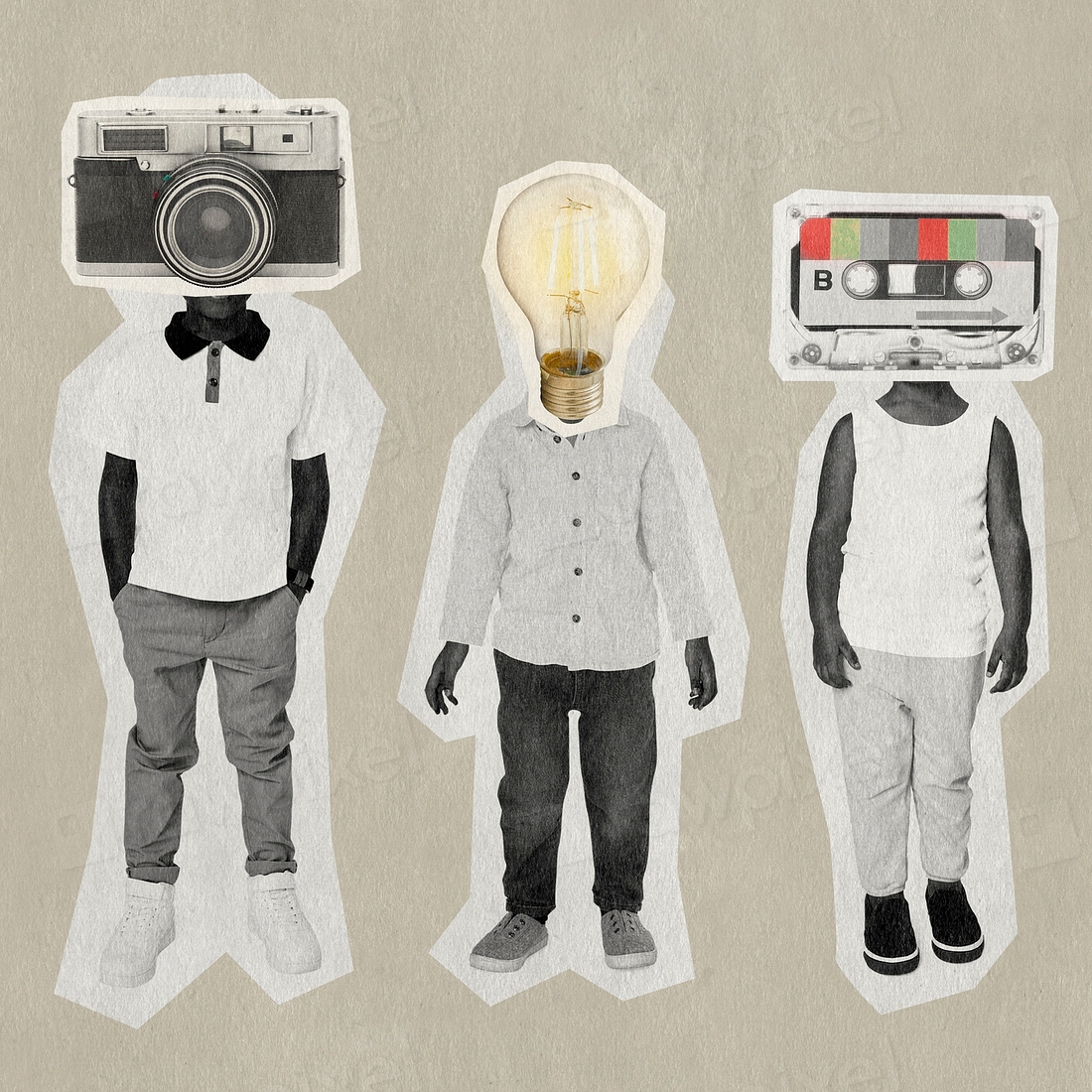 Surreal head, collage art, retro | Free Photo - rawpixel