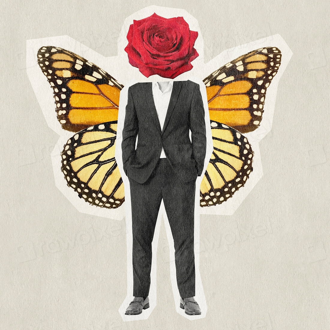 Surreal head collage art, butterfly | Free Photo - rawpixel