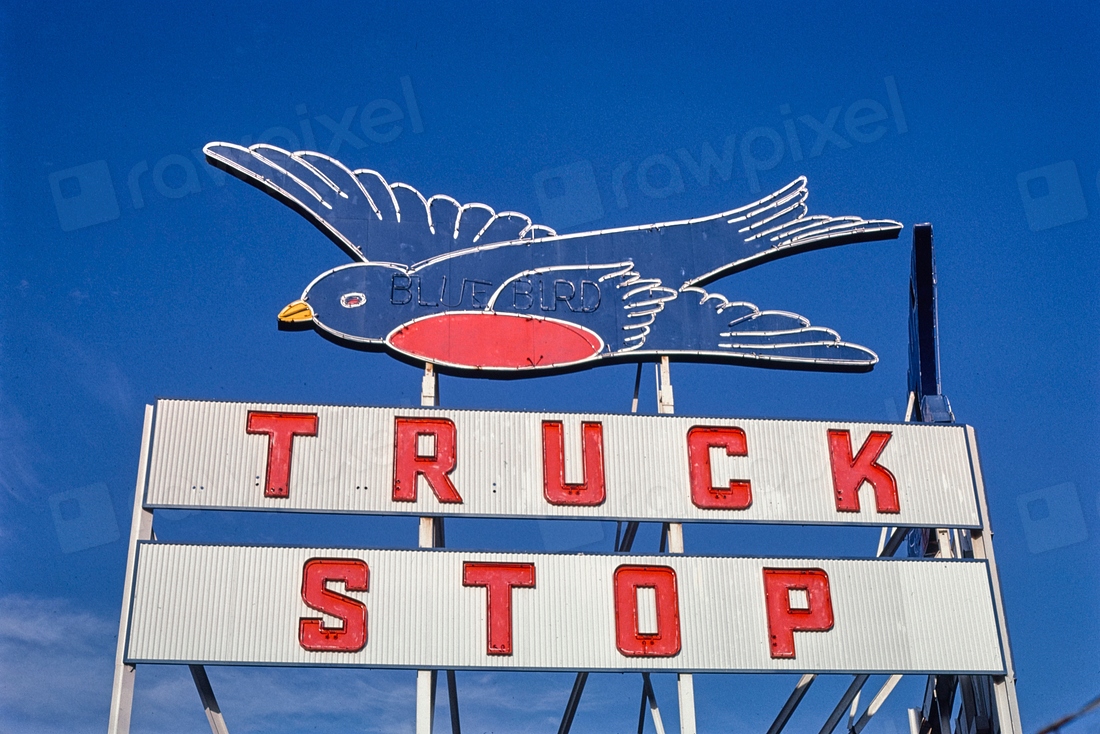 Blue Bird Truck Stop sign | Free Photo - rawpixel
