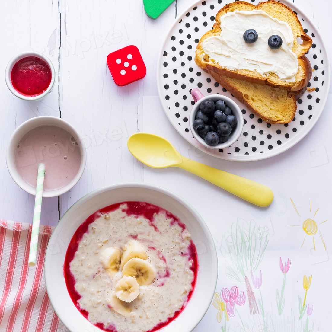 Cute kids breakfast, toast cream | Free Photo - rawpixel