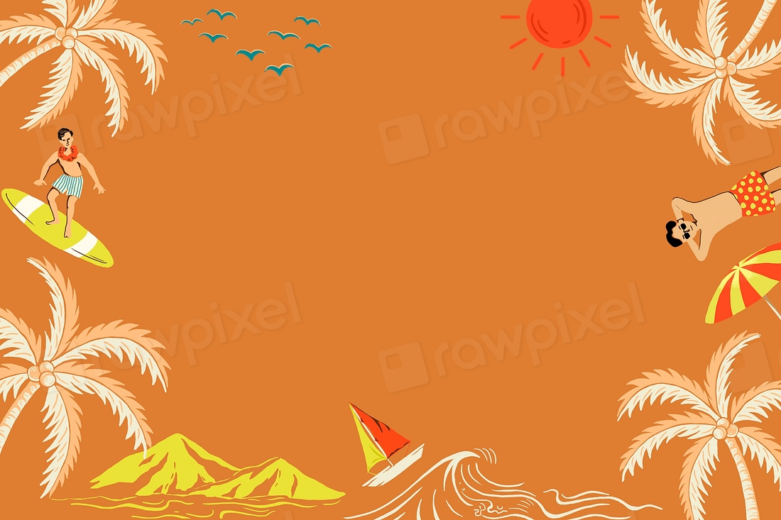 Tropical island frame psd tourist | Premium PSD - rawpixel