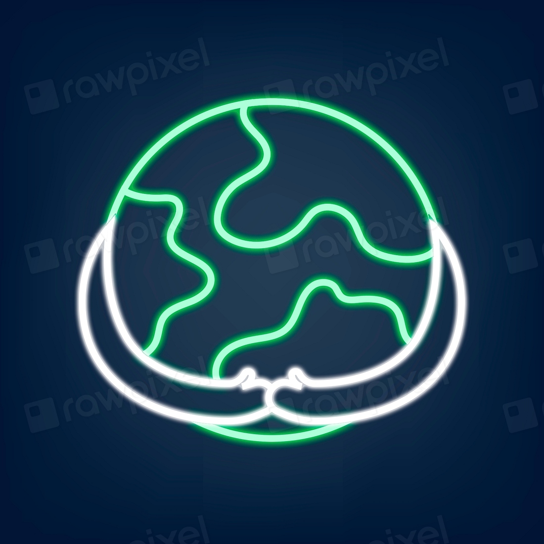Neon sign psd earth icon | Premium PSD - rawpixel