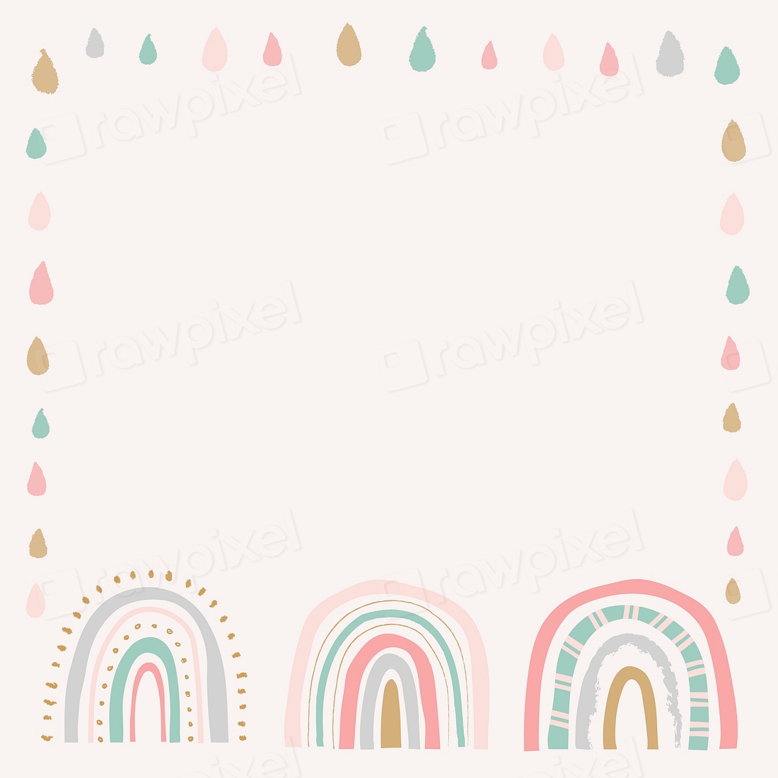 Rainbow frame, cute doodle border | Premium PSD - rawpixel