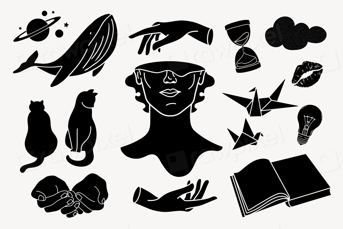 Magical collage element set, black | Premium Vector - rawpixel