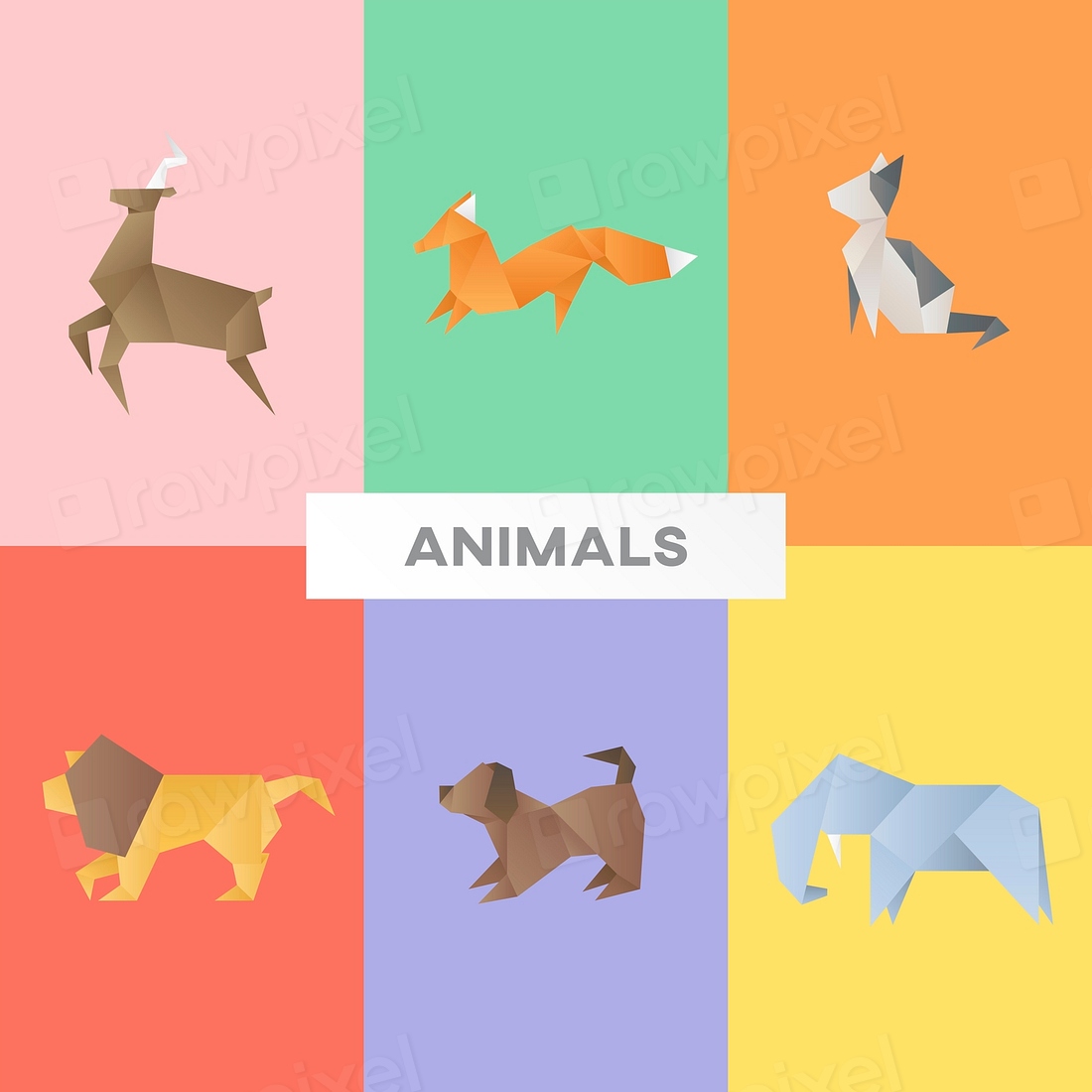 Cute animals craft vector geometric | Premium Vector - rawpixel