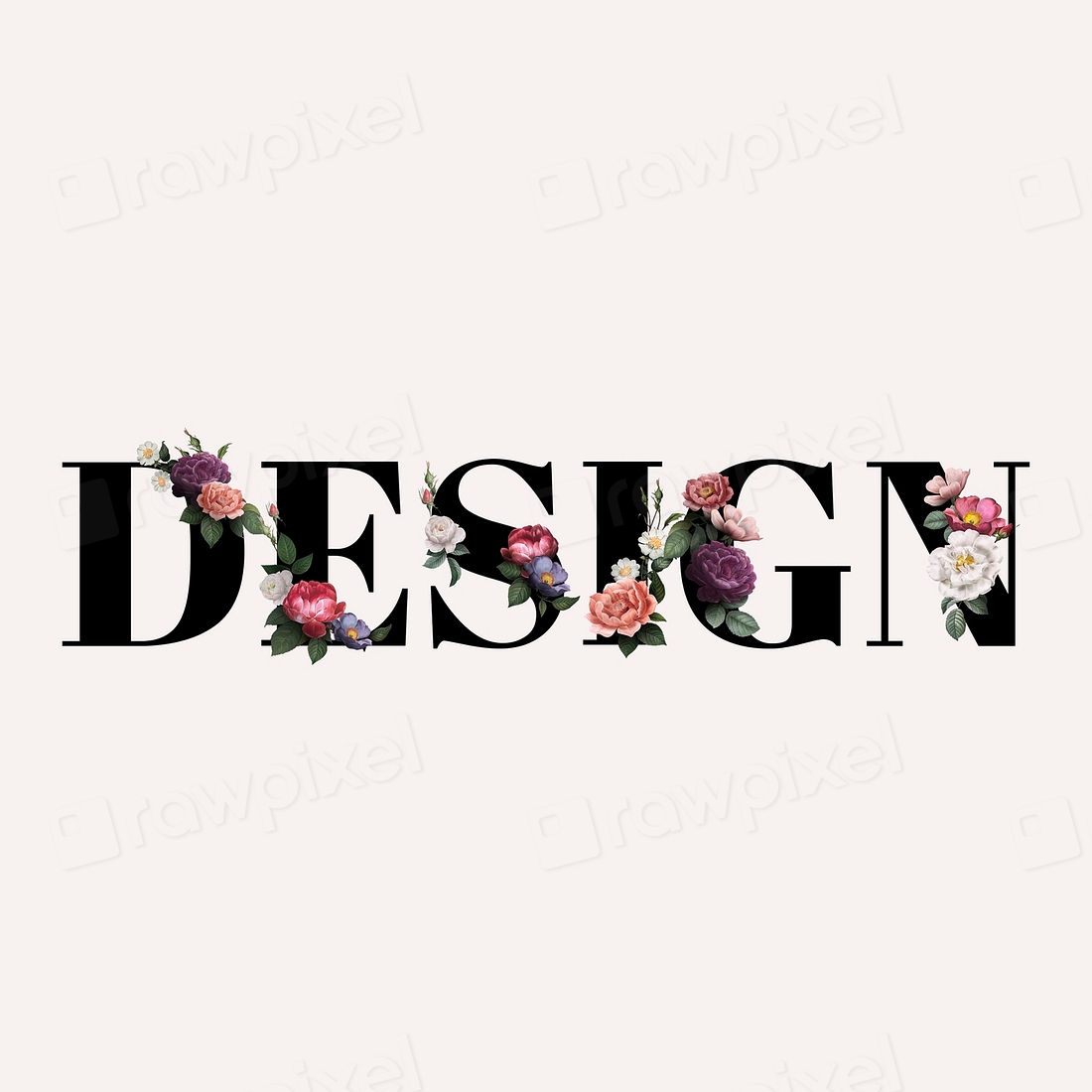Floral design word typography beige | Free Photo - rawpixel