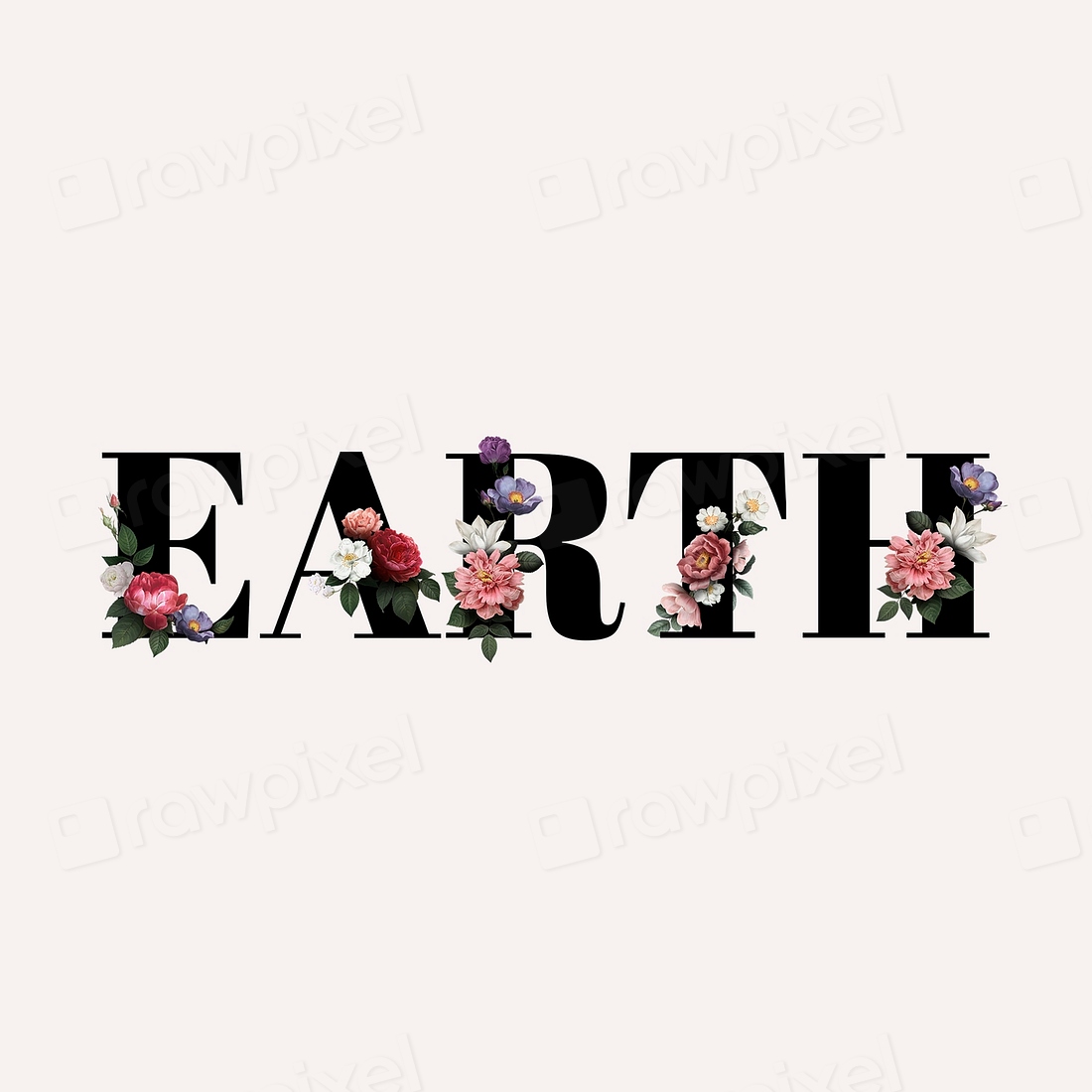 Floral earth word typography beige | Free Photo - rawpixel