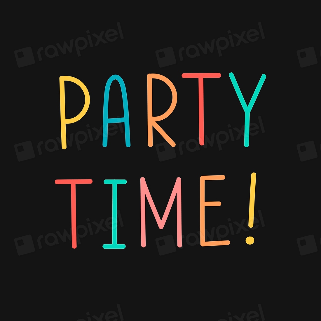 Colorful party time typography black | Free Vector - rawpixel