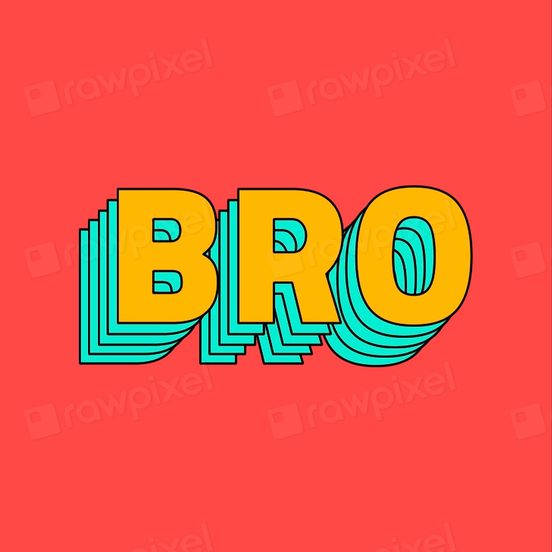 Bro text retro layered typography | Free Photo - rawpixel