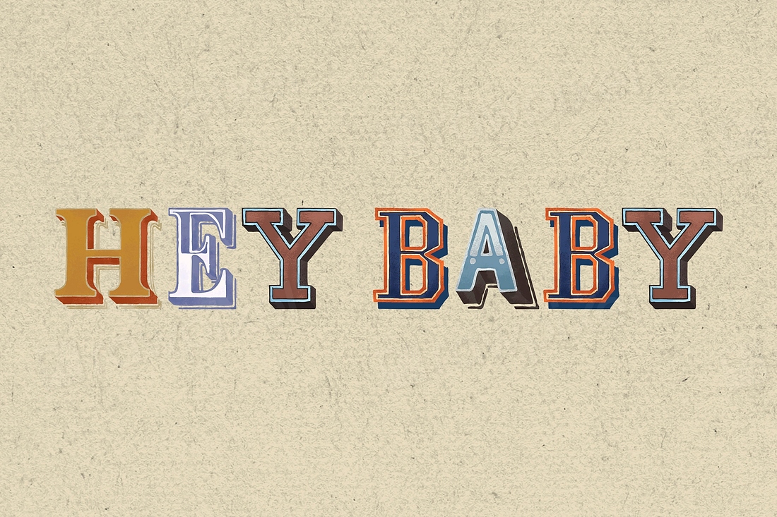 Hey baby vintage 3d typography | Free Photo - rawpixel