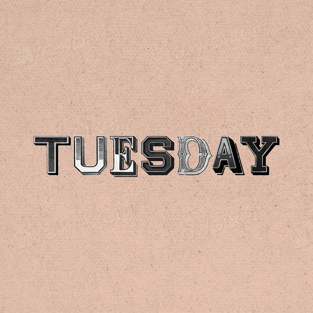 3D word tuesday vintage typography | Free Photo - rawpixel