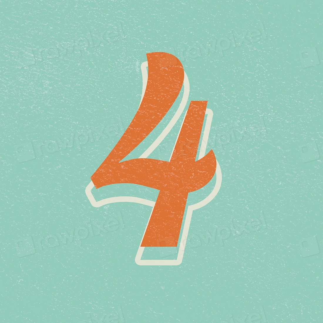 Number four 4 retro vintage | Premium PSD - rawpixel