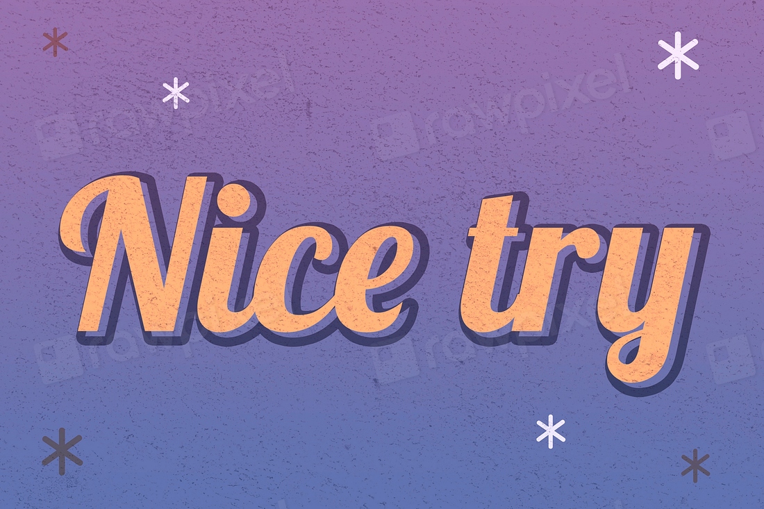 Nice try typography retro purple | Free Photo - rawpixel