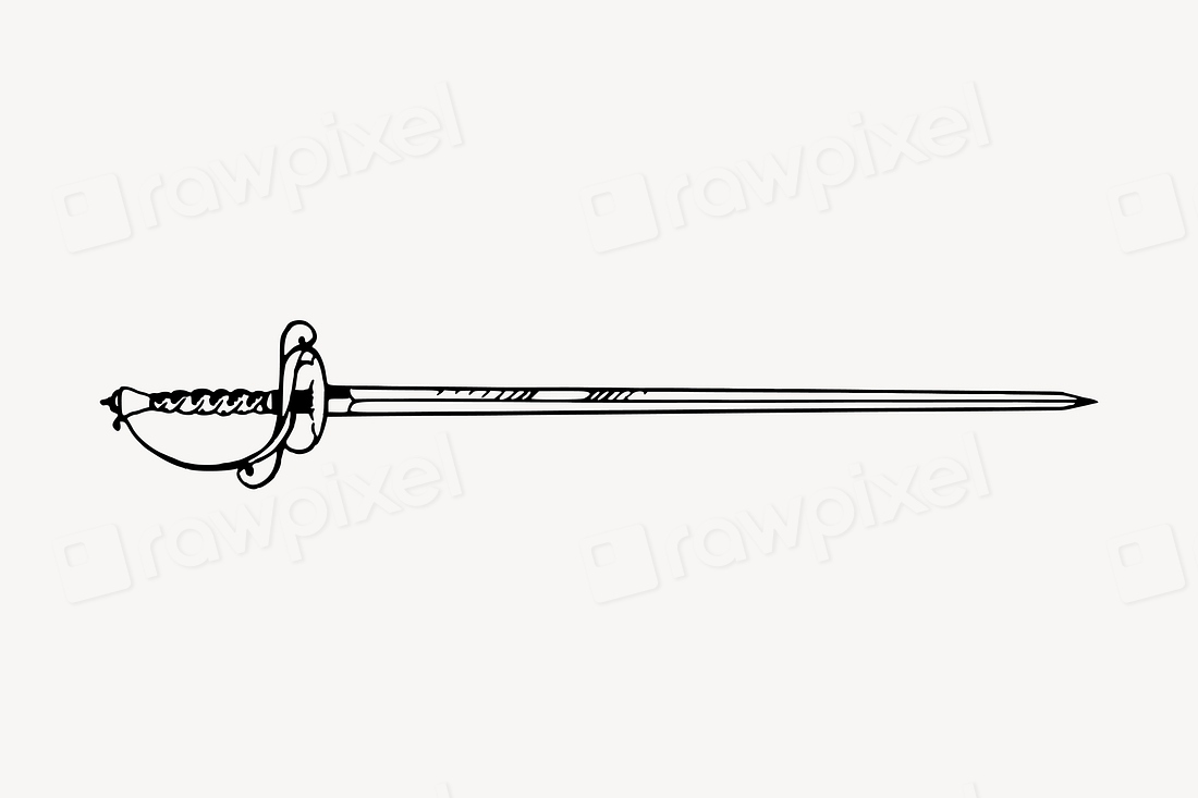 Rapier sword drawing, vintage weapon | Free Vector - rawpixel