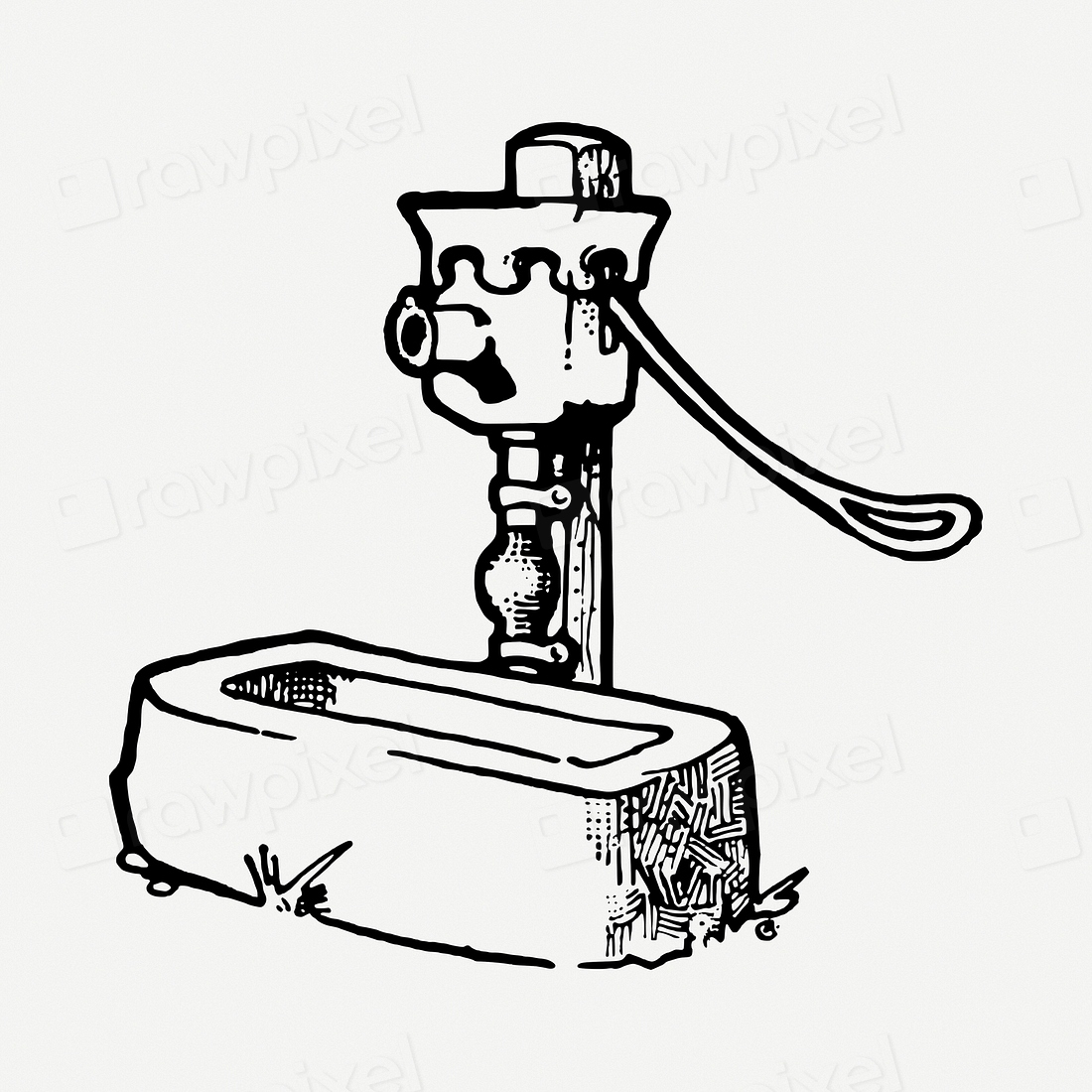 Water trough drawing, vintage illustration | Free PSD - rawpixel