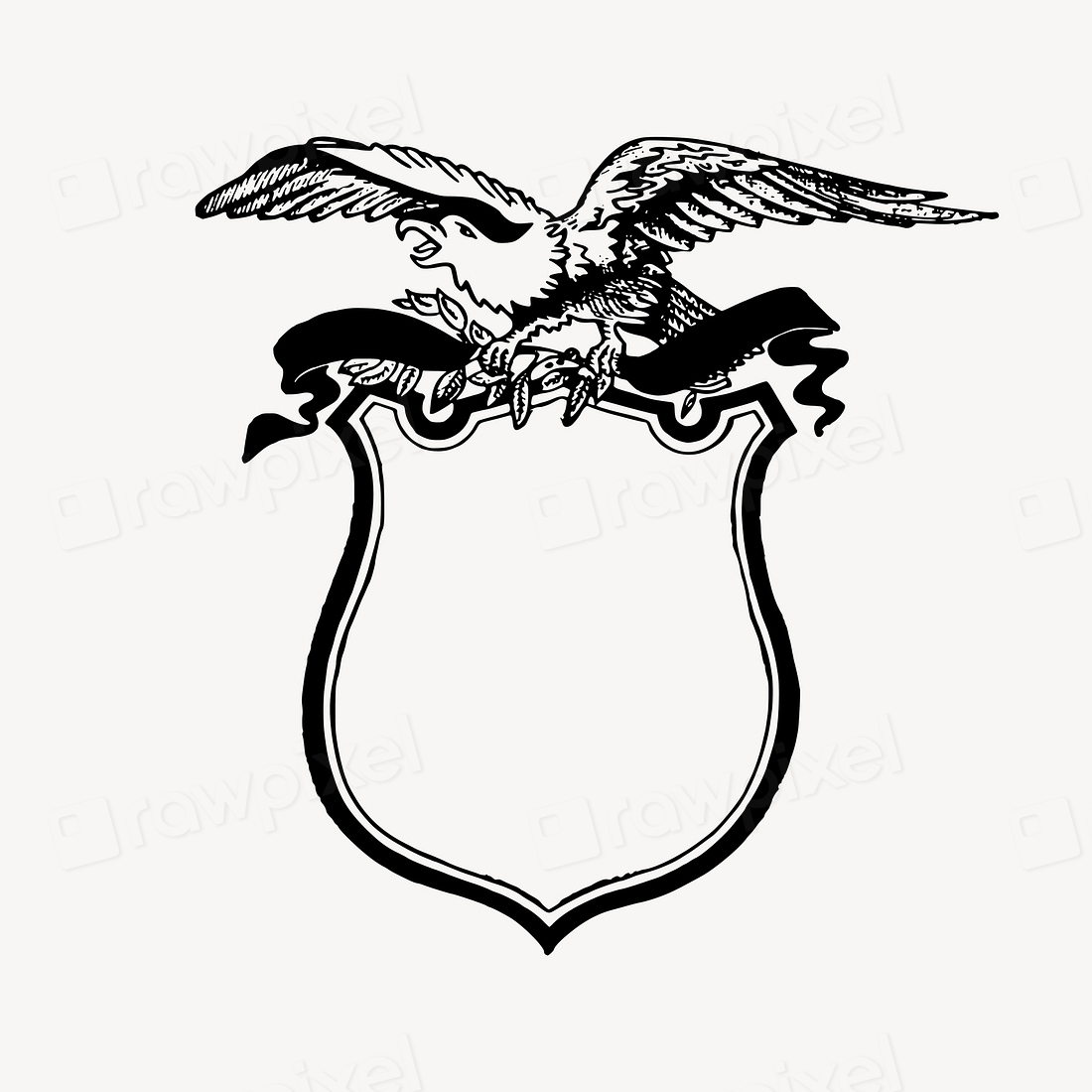 Eagle frame collage element, drawing | Free Vector - rawpixel