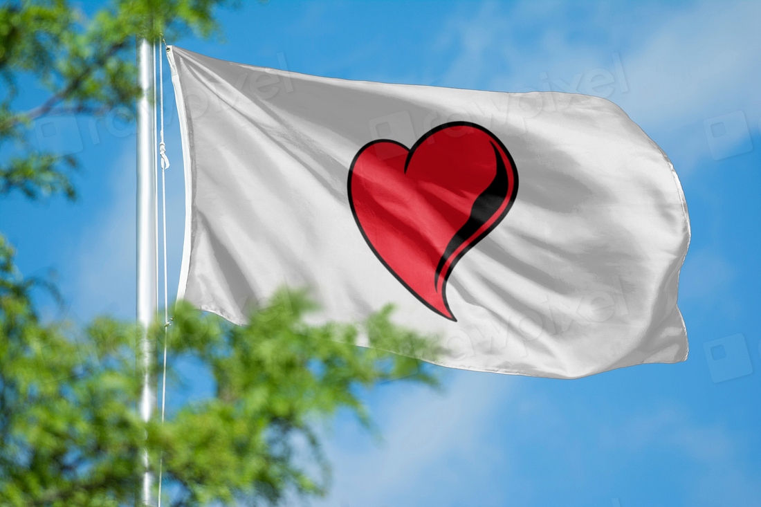 Red heart flag, blue sky | Free Photo - rawpixel