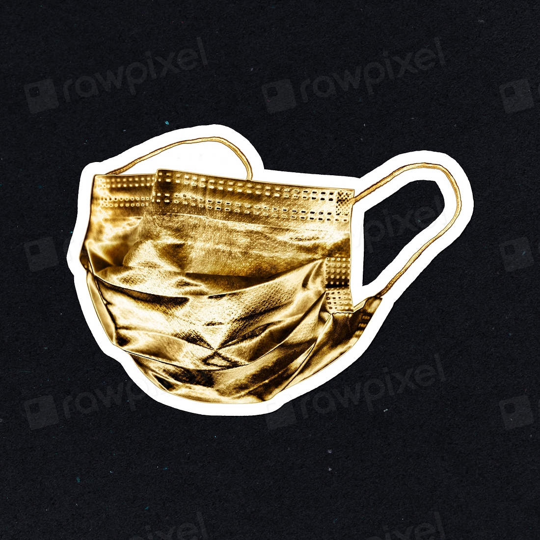 Gold face mask sticker white | Premium PSD - rawpixel