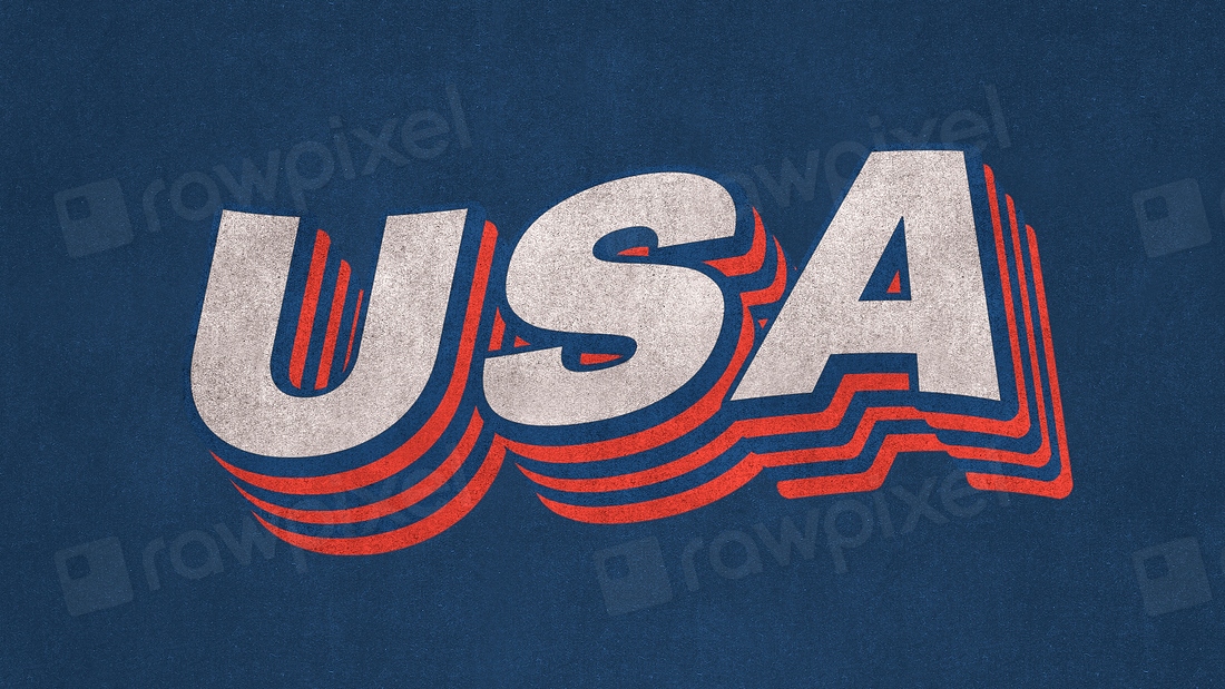 USA layered text retro typography | Free Photo - rawpixel
