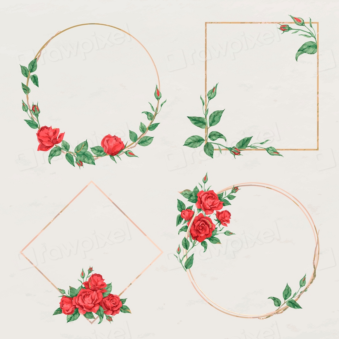 Gold frame red roses vector | Premium Vector - rawpixel