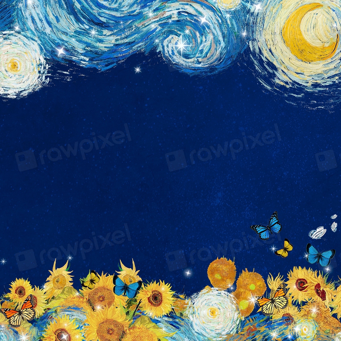 Starry Night border background, Van | Premium PSD - rawpixel