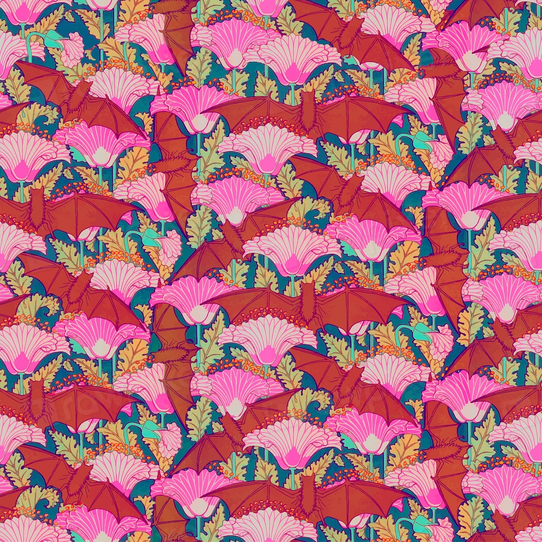 Colorful bat pattern background, vintage | Premium Vector Illustration ...