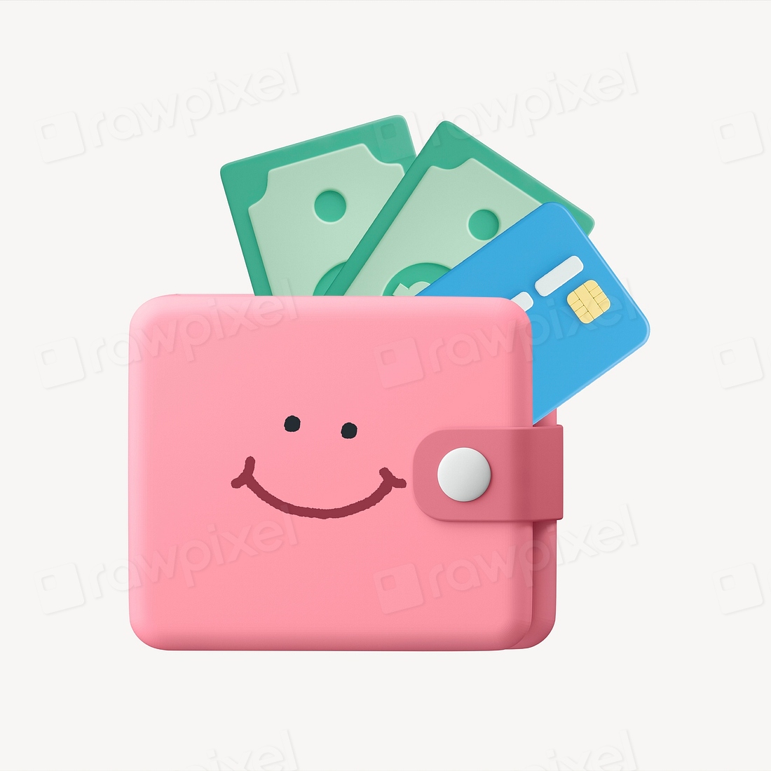 Smiling wallet, 3D emoticon illustration | Free Photo Illustration ...