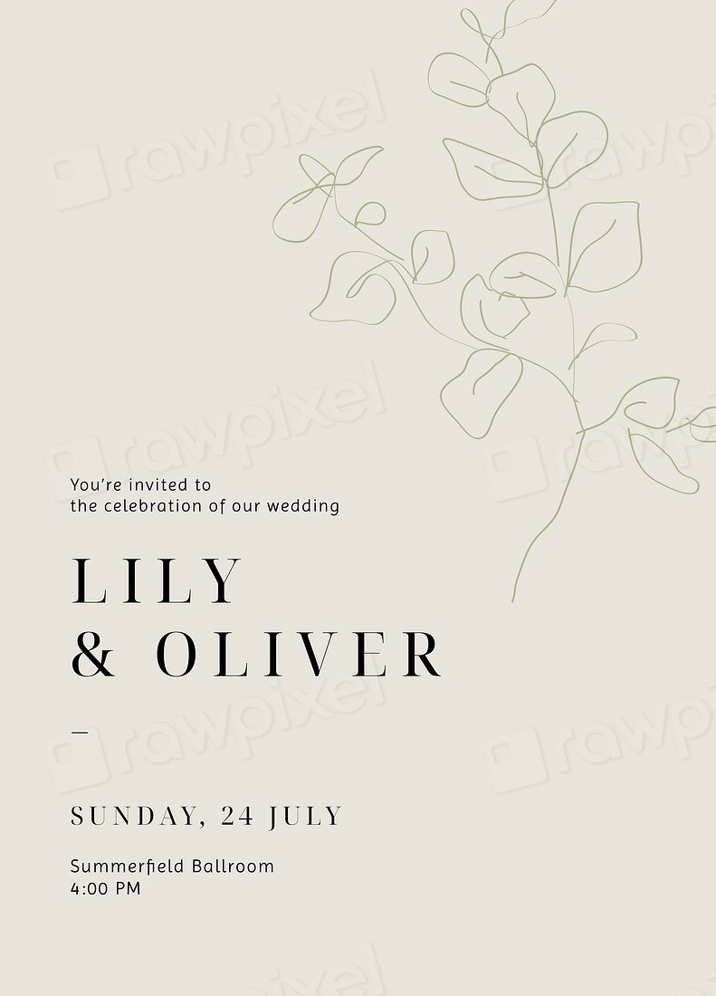 Minimal wedding invitation template, line | Premium Vector Template ...