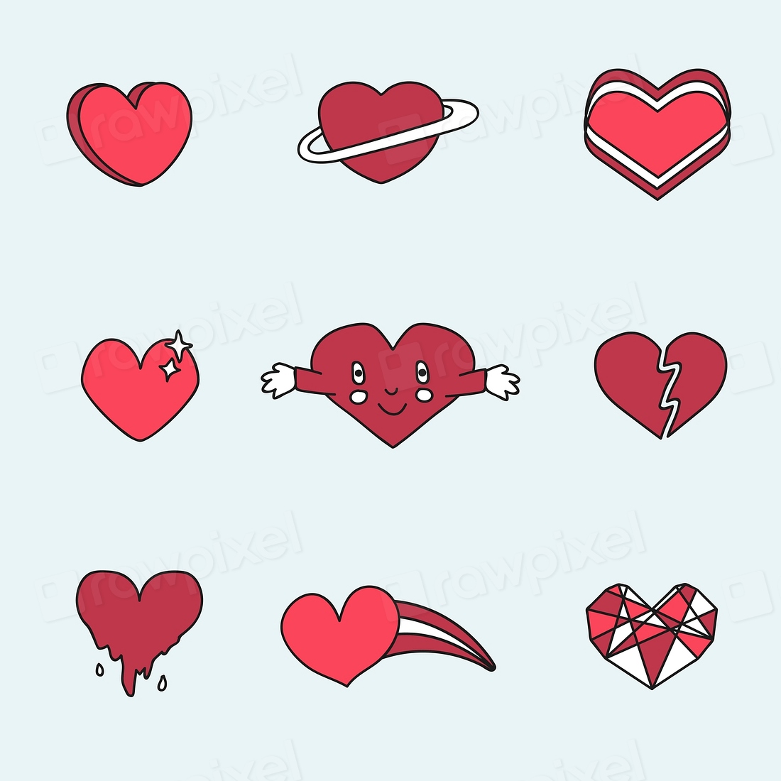 Red heart design collection vector | Premium Vector - rawpixel