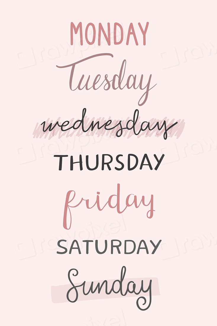 Weekdays typography collection vector | Premium Vector - rawpixel