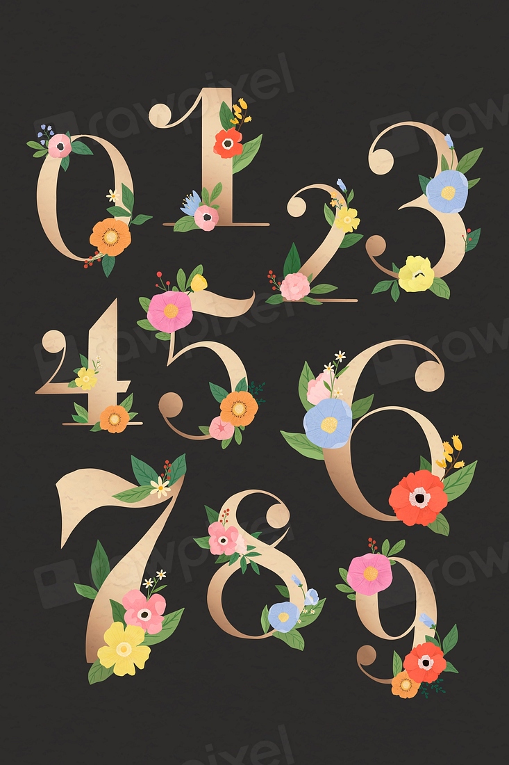 Floral number 0-9 vector set | Premium Vector - rawpixel