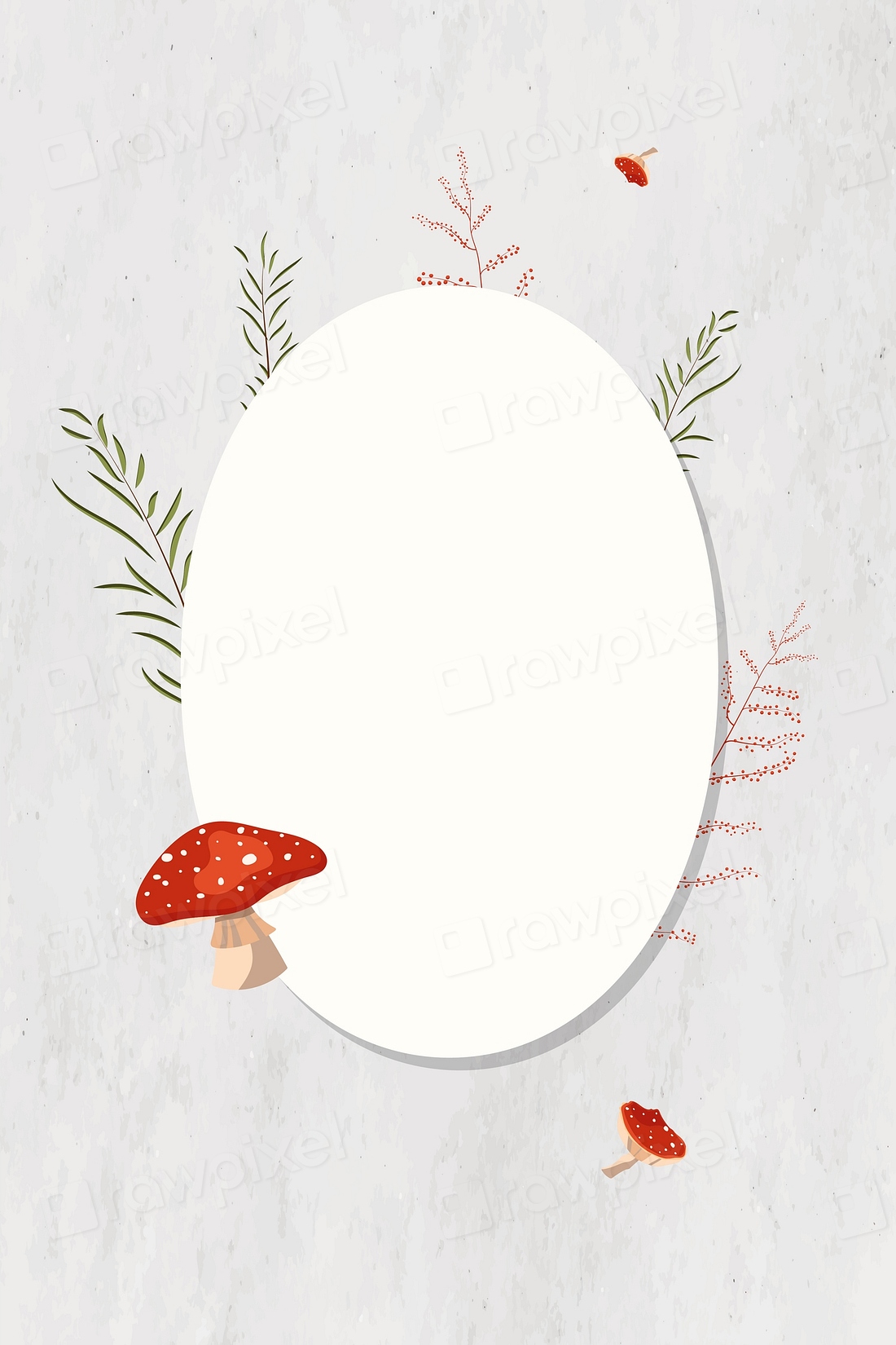 Blank oval mushroom frame vector | Premium Vector - rawpixel