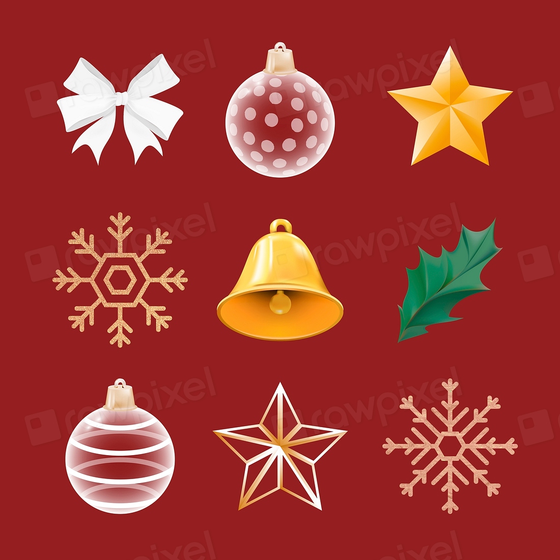 Christmas decorative ornament set vector | Premium Vector - rawpixel