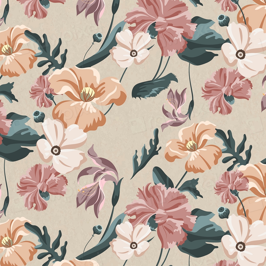 Blooming colorful flower seamless pattern | Premium Vector - rawpixel