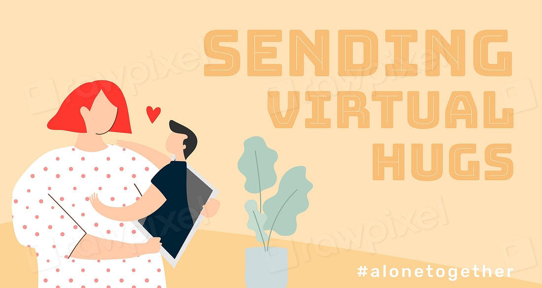 Couple sending virtual hugs coronavirus | Free Vector - rawpixel