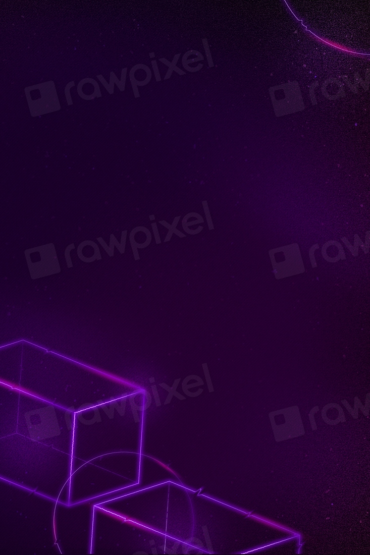 Geometric purple neon 3D cuboid | Free Photo - rawpixel