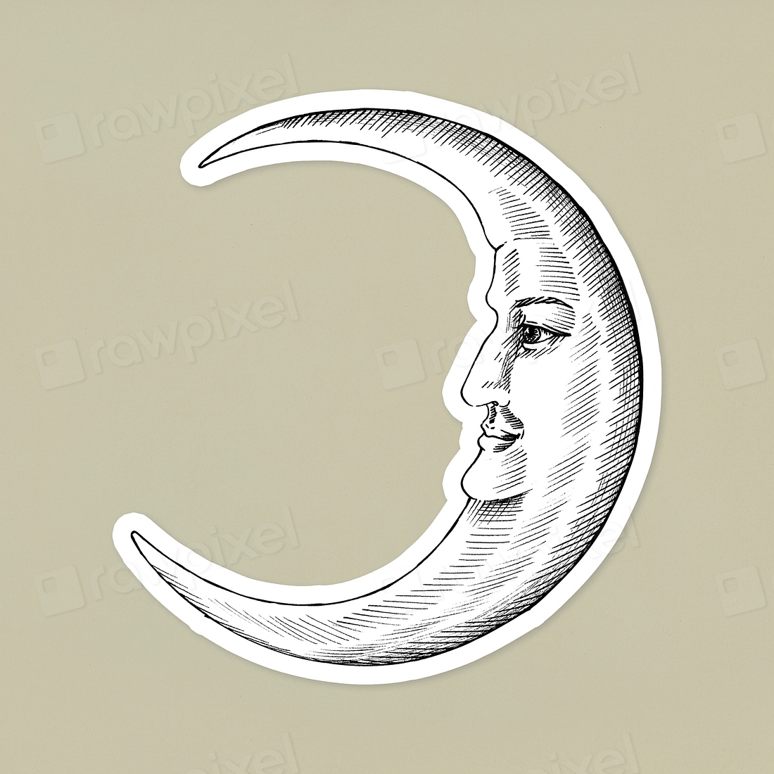 Hand drawn crescent moon face | Premium PSD - rawpixel