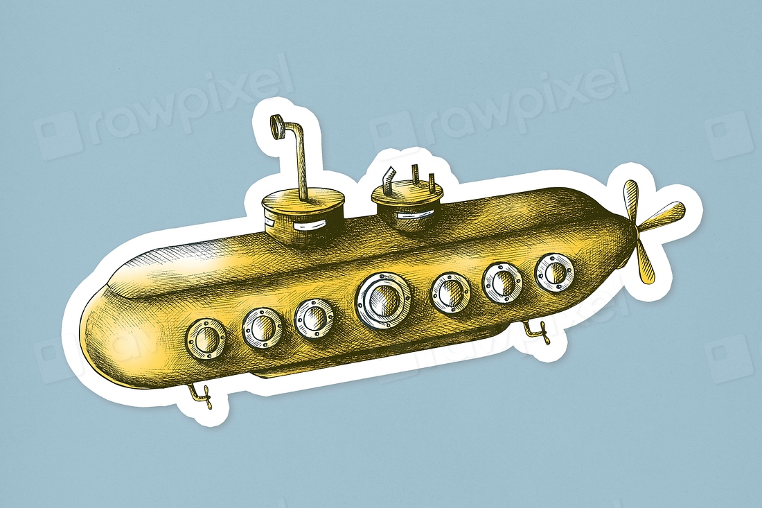Hand drawn retro submarine sticker | Premium PSD - rawpixel