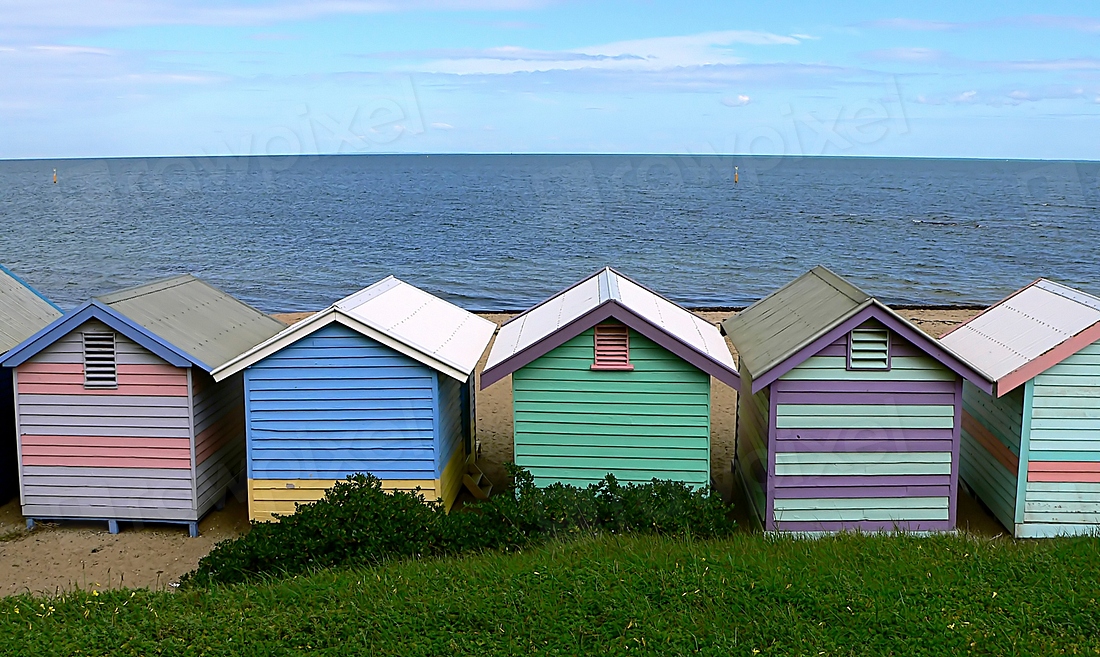 Bathing Boxes Brighton. Original public | Free Photo - rawpixel