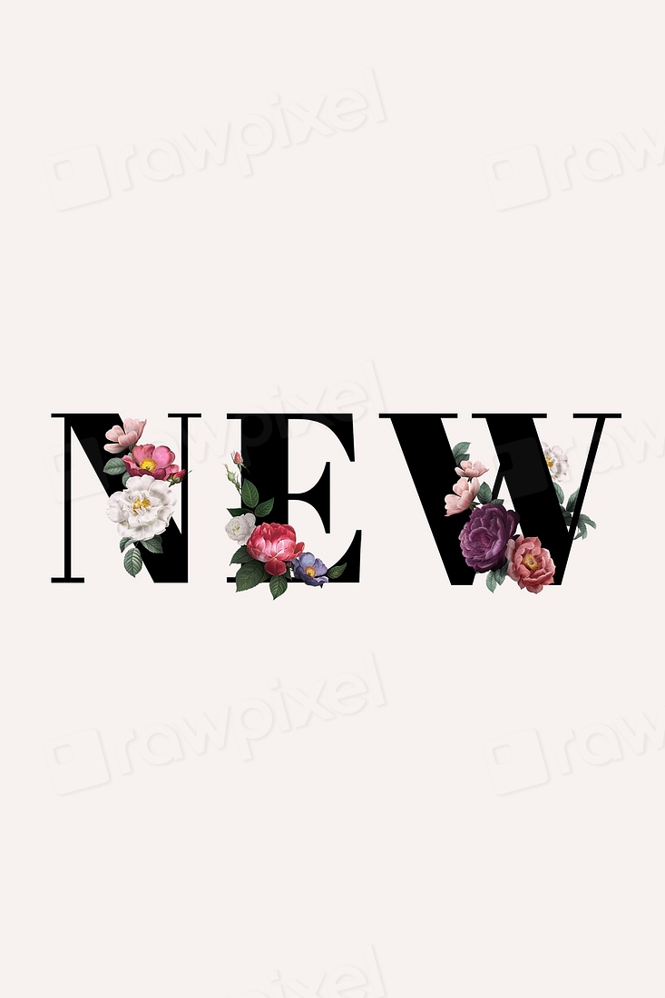 Floral new word typography beige | Free Photo - rawpixel