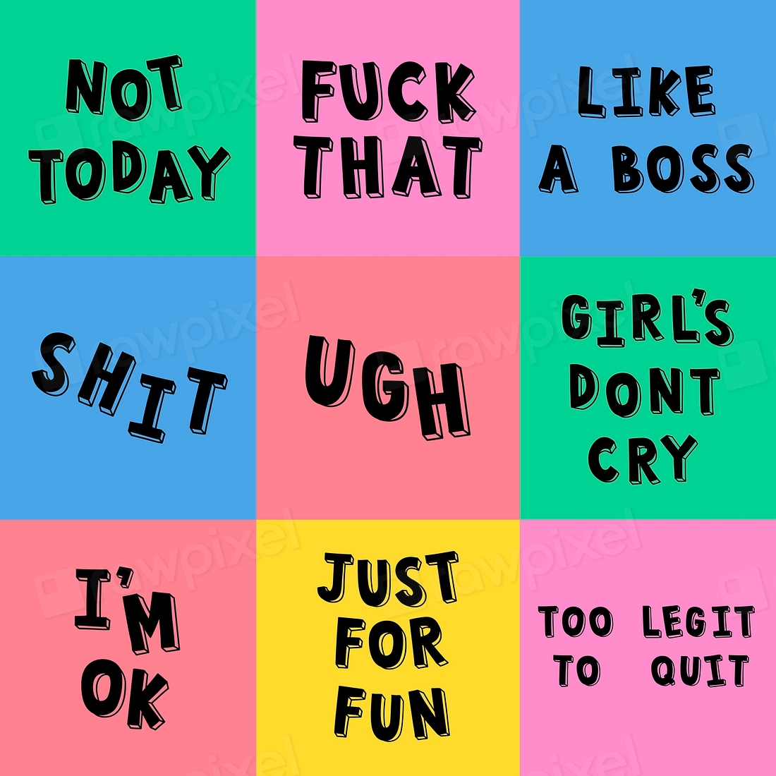 Trendy vector words typography set | Premium Vector - rawpixel