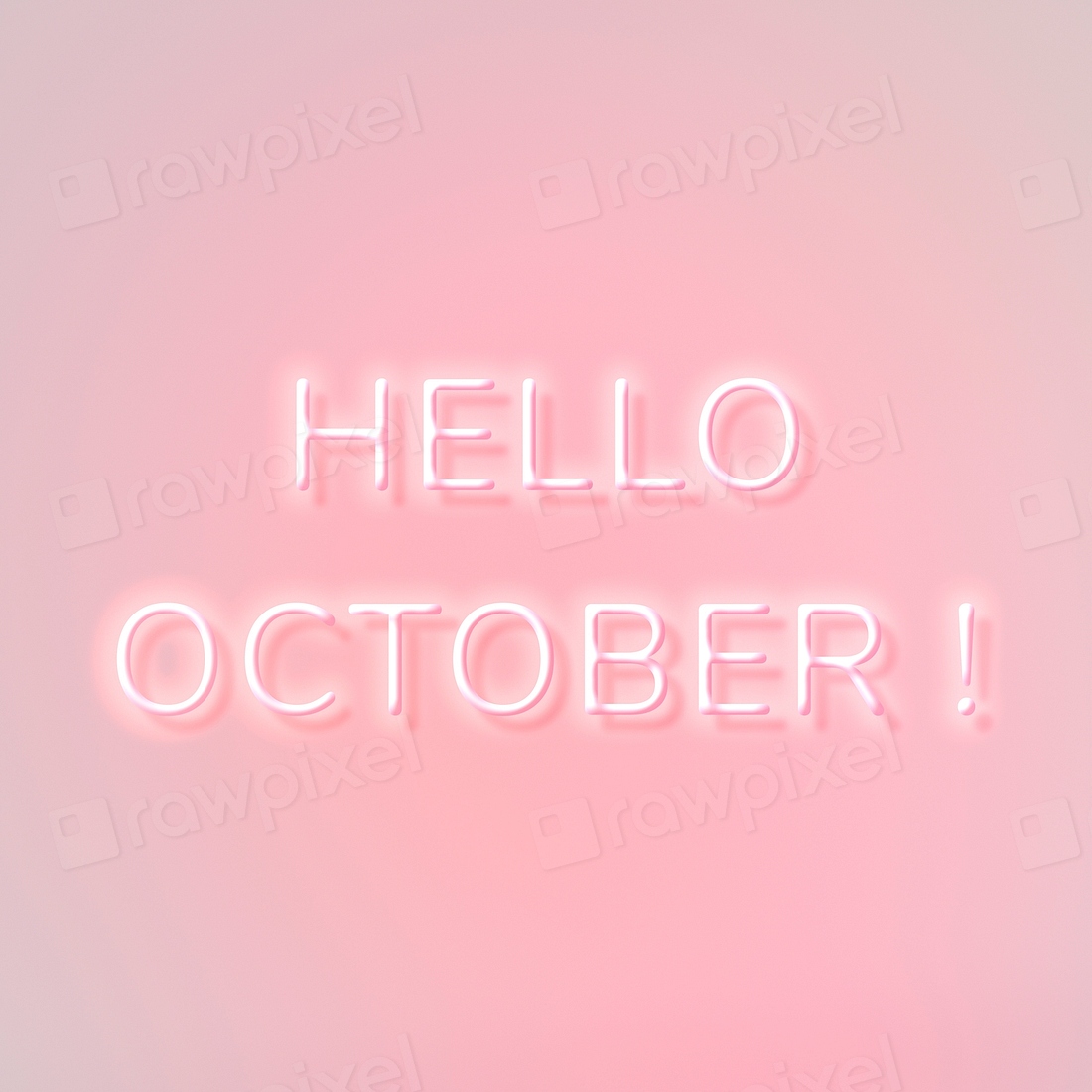 Hello October! pink neon text | Free Photo - rawpixel