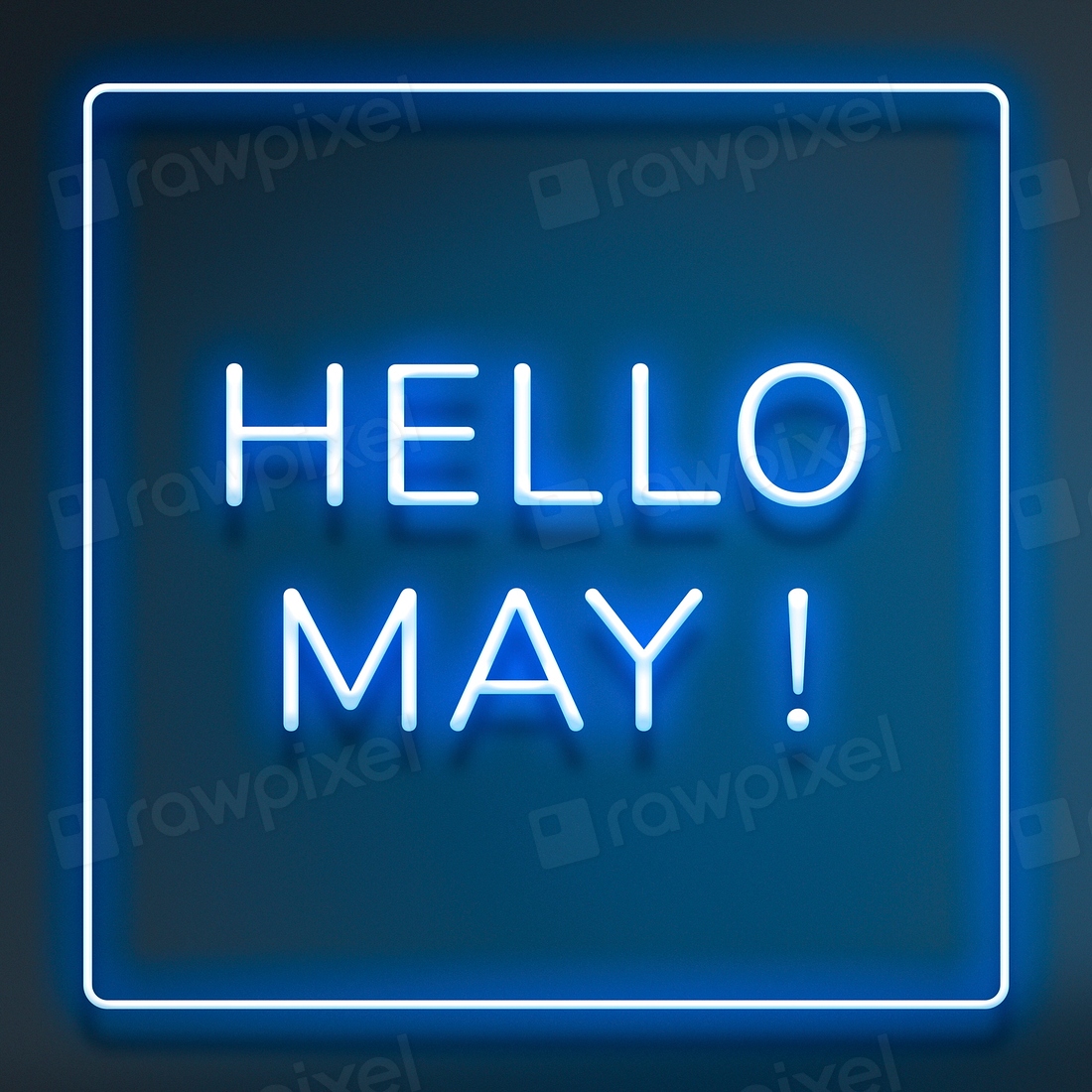 Hello May! frame neon border | Free Photo - rawpixel
