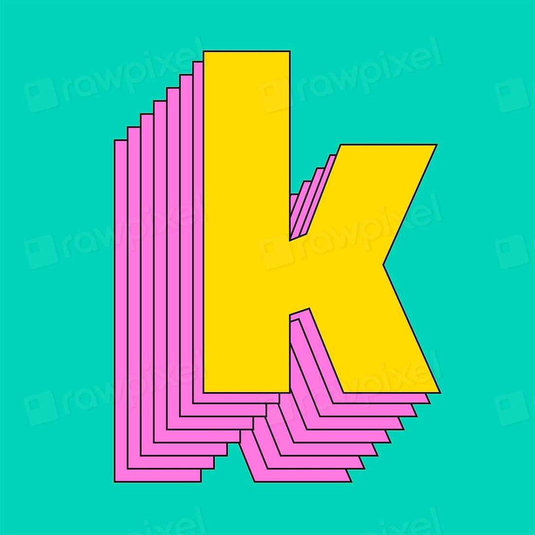 Layered letter k vector retro | Premium Vector - rawpixel
