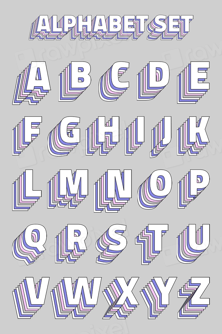 Vintage pastel alphabet layered psd | Premium PSD - rawpixel