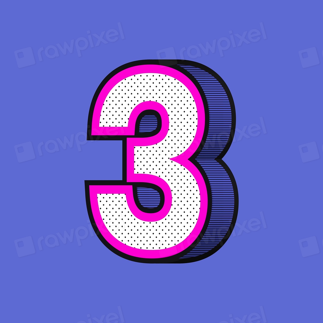 Number 3 psd 3D halftone | Premium PSD - rawpixel