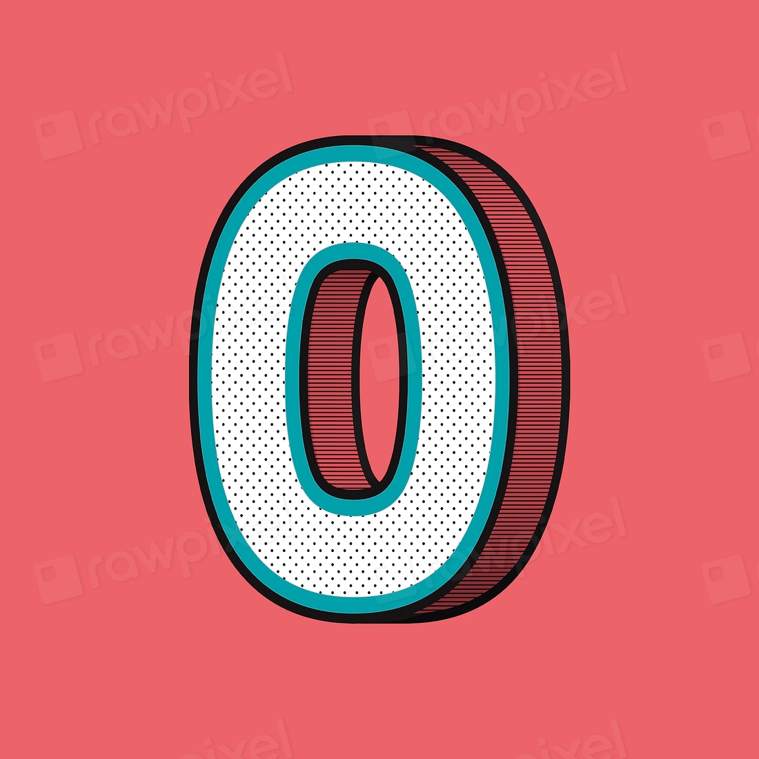 Number 0 3D halftone effect | Premium PSD - rawpixel