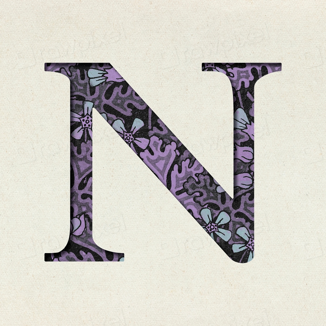 Vintage purple letter psd N | Premium PSD - rawpixel
